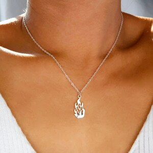 Silver or Gold Flame Pendant Necklace, Twin Flame Pair Gift, Dainty ...