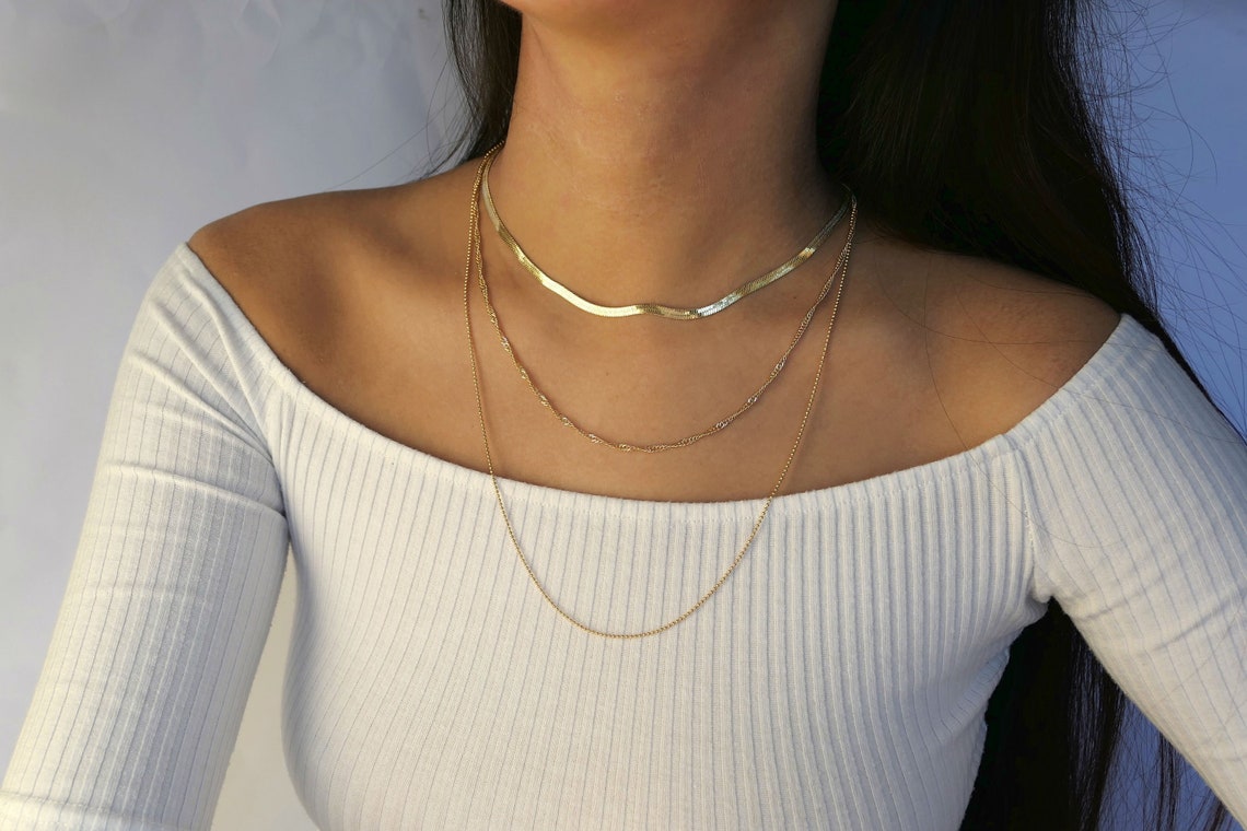Silver or Gold Layered Necklace / Gold Chain Necklace / Multi Strand ...