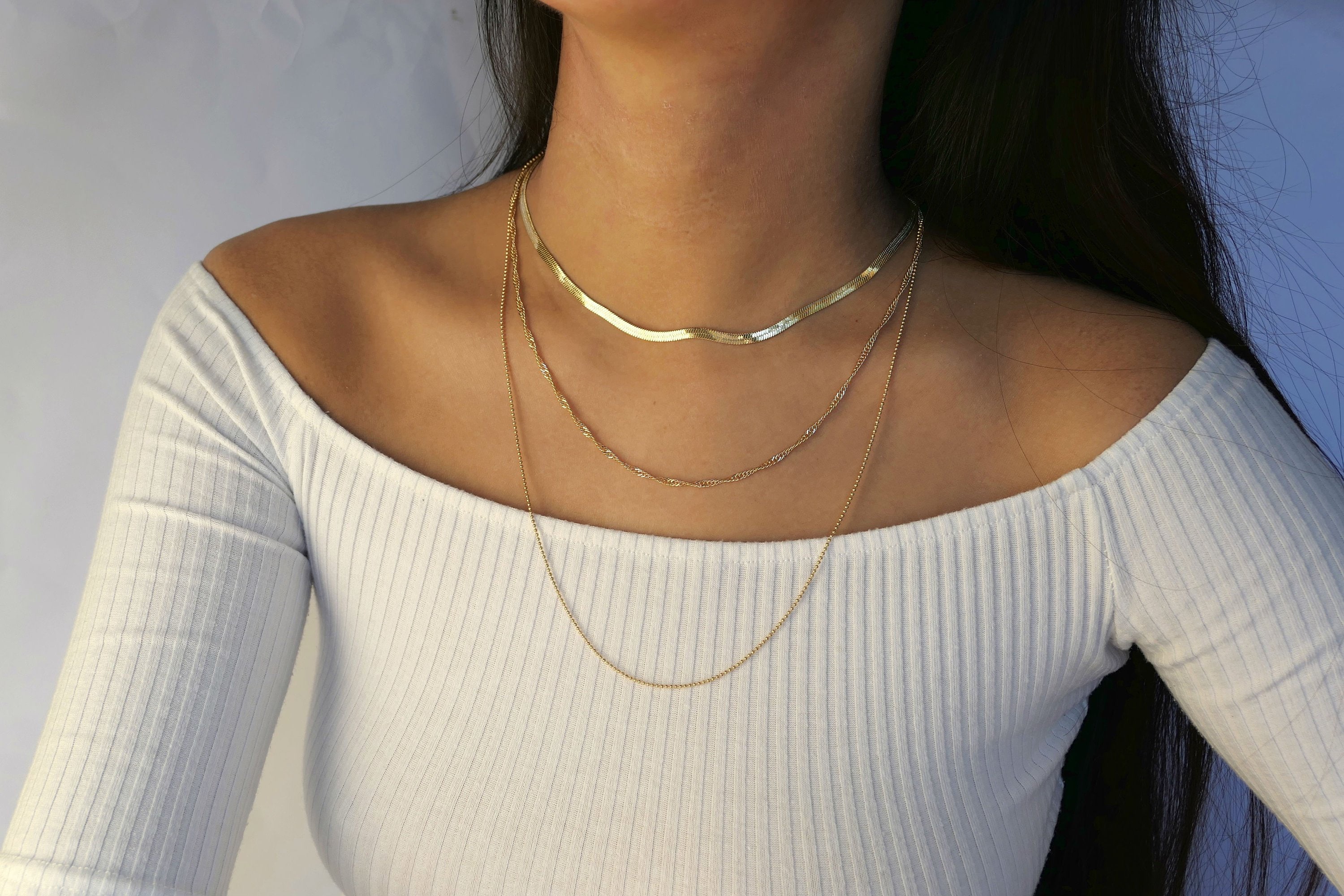 Silver or Gold Layered Necklace / Gold Chain Necklace / Multi Strand ...