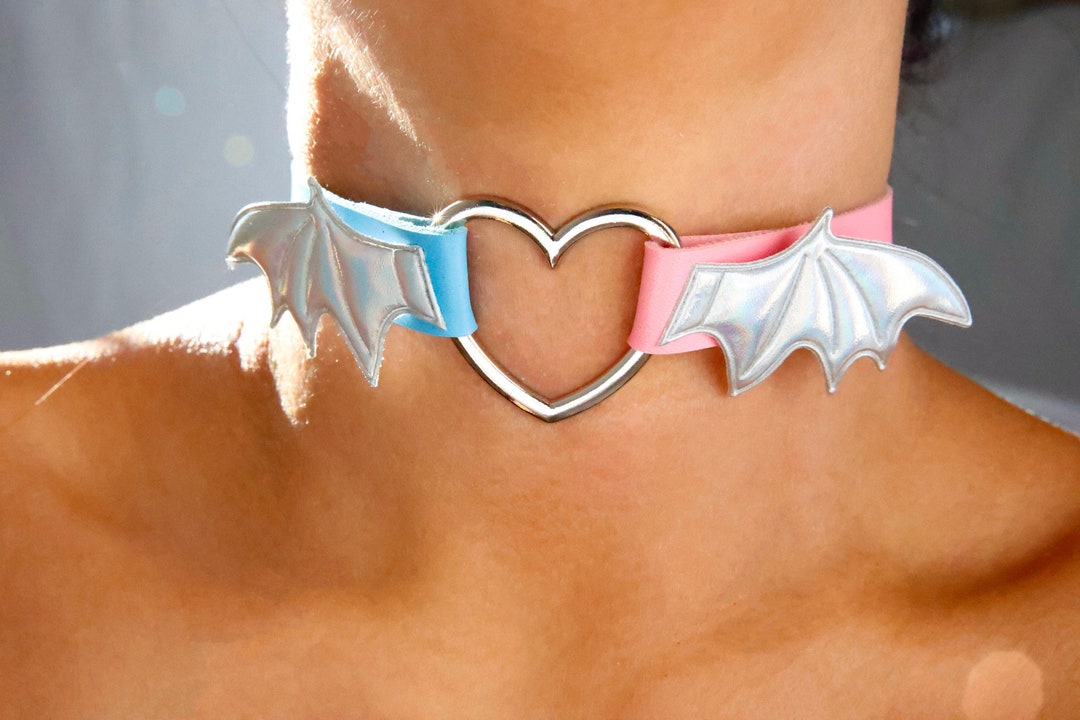 6 COLORS, Bat Wings Choker / Halloween Pink Choker / Pastel Halloween ...