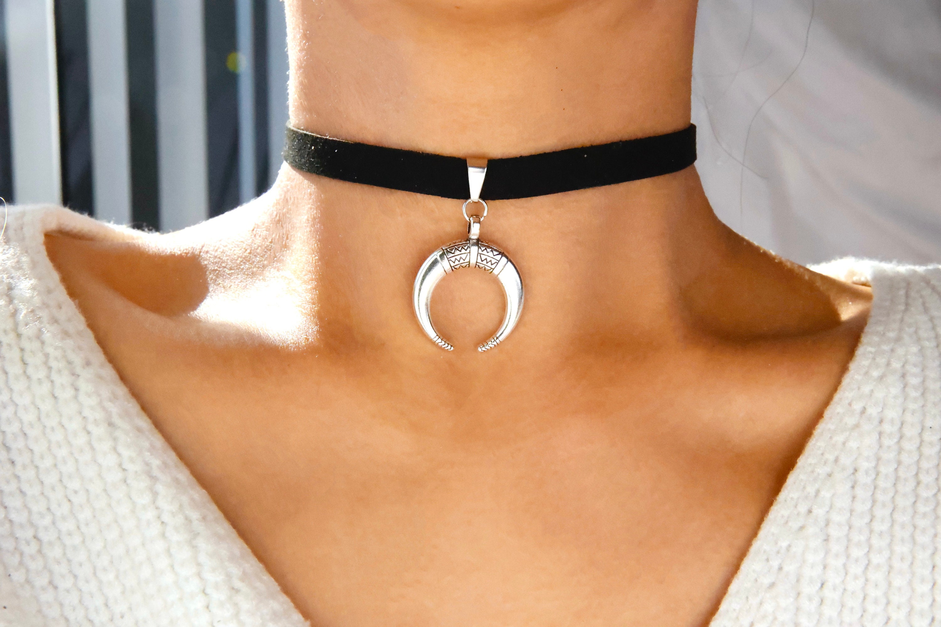 Crescent moon choker store