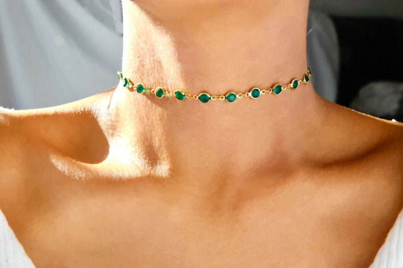 Royal Green Rhinestone Choker / Deep Green Stone Choker / - Etsy