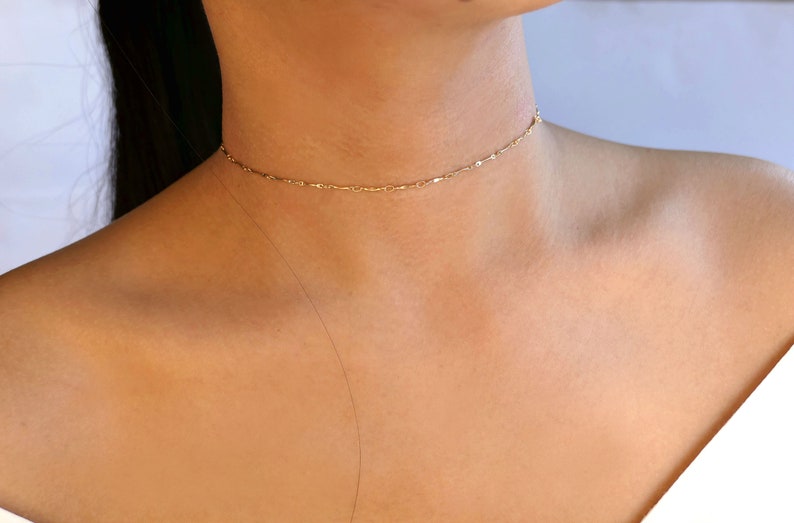Dainty Silver Gold Stainless Steel Single Strand Choker Necklace ...