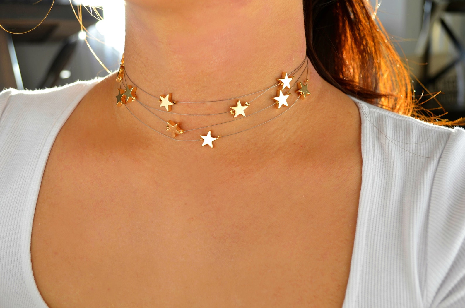 Gold Multi Star Choker / Dainty Gold Star Choker / Star Choker - Etsy