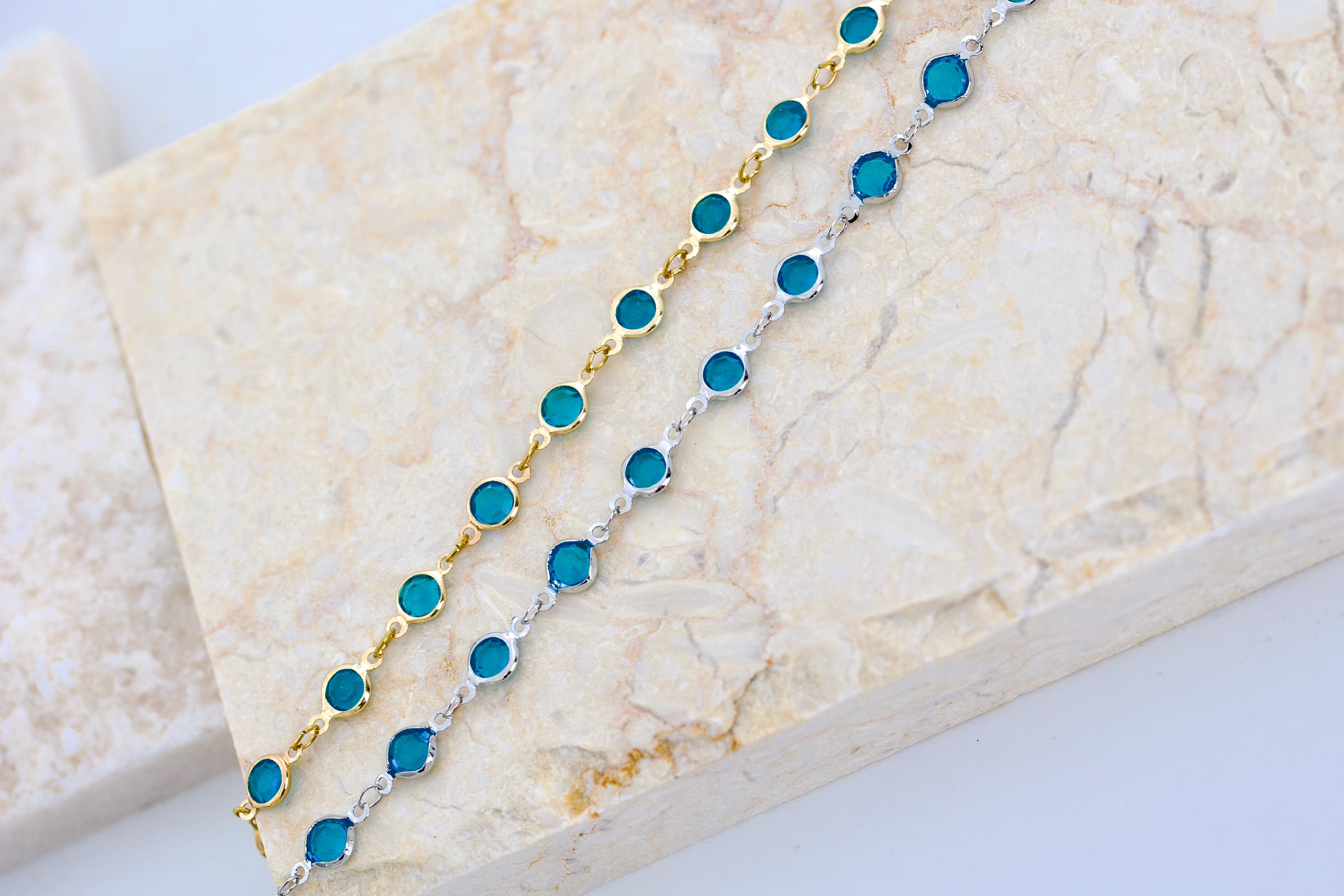 Elegant Blue Rhinestone Choker, Sea Blue Cz Crystal Gemstone Chokers ...