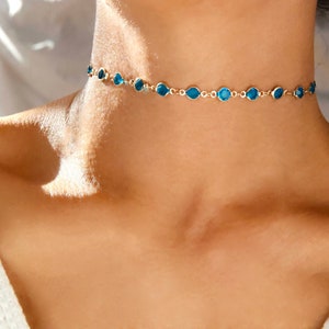 Elegant Blue Rhinestone Choker / Blue Cz Crystal Choker / Blue Cz ...