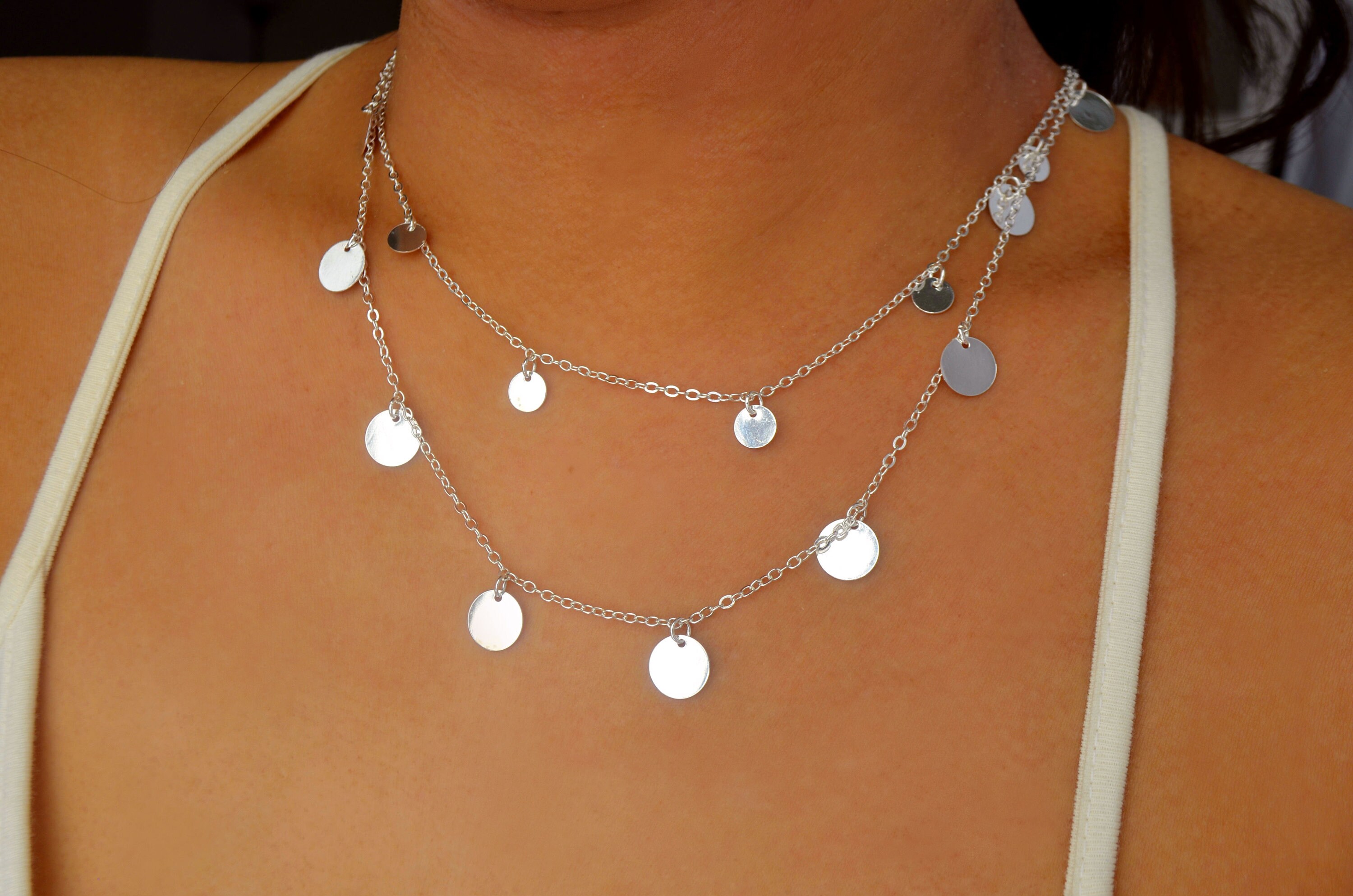 Silver Coins Necklace Set / Silver Coin Necklace / Coin Necklace Silver ...