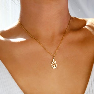 Silver or Gold Flame Pendant Necklace, Twin Flame Pair Gift, Dainty ...