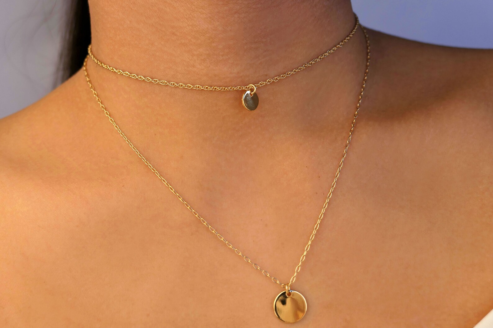 Silver or gold coin necklace set / gold stacking necklace / | Etsy