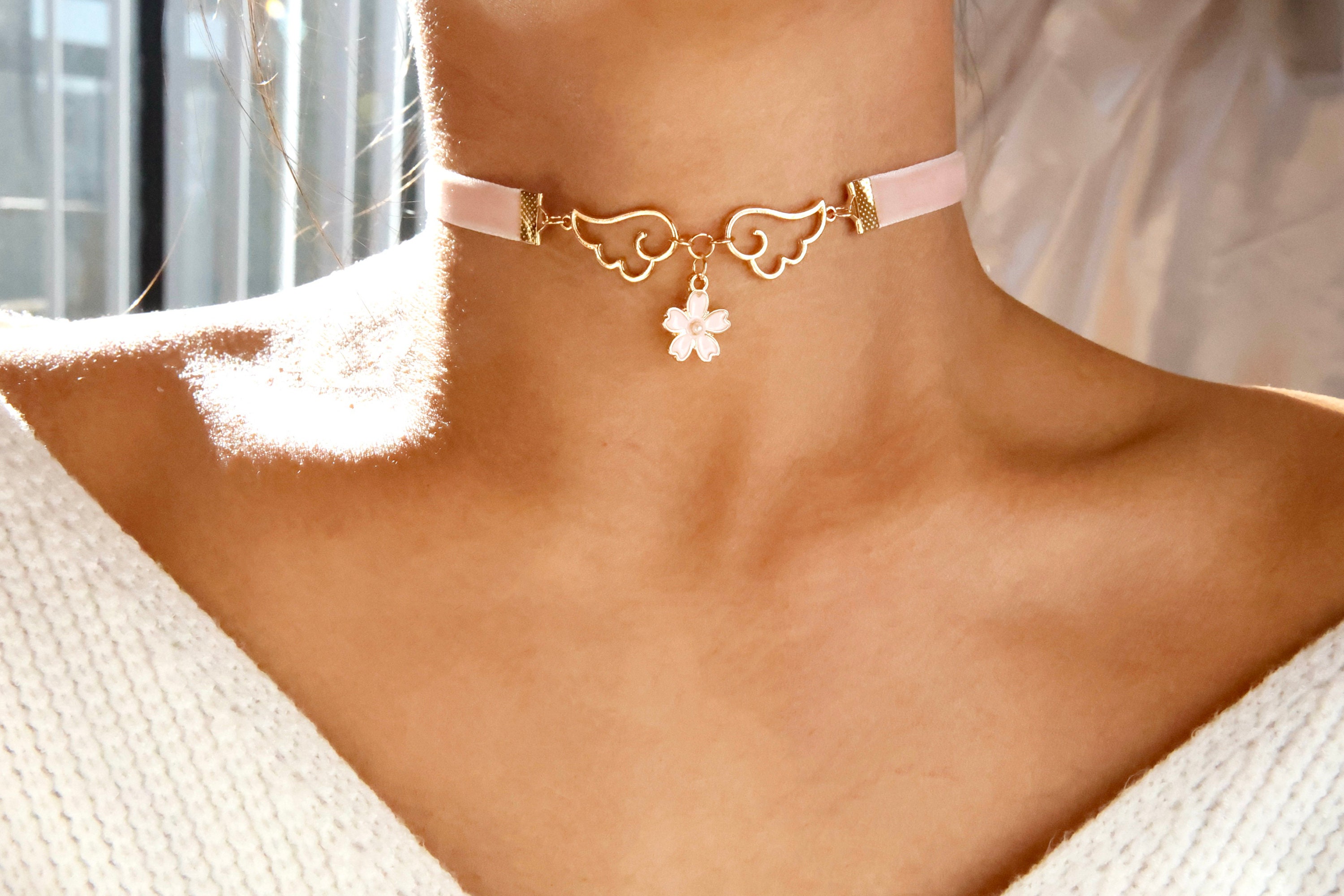 Pink Sakura Flower Choker / Pastel Pink Choker / Light Pink - Etsy