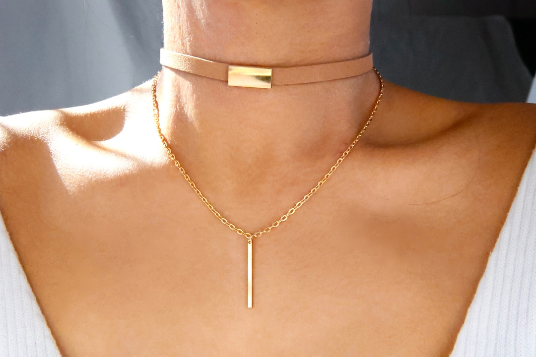Beige Suede Bar Choker Necklace / Light Brown Velvet Choker / Light ...