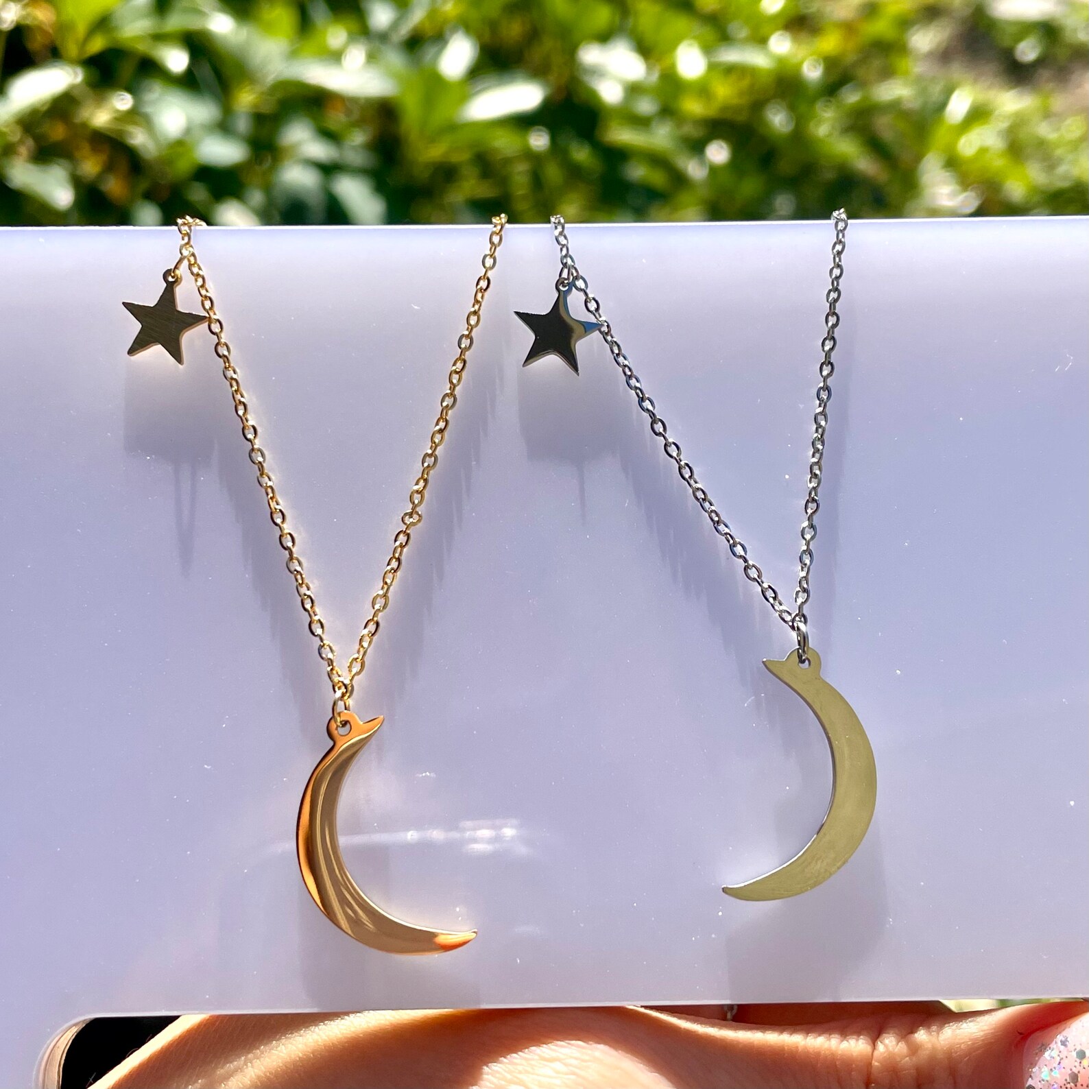 Gold Moon Star Stainless Steel / Moon and Star Necklace / Gold Star ...