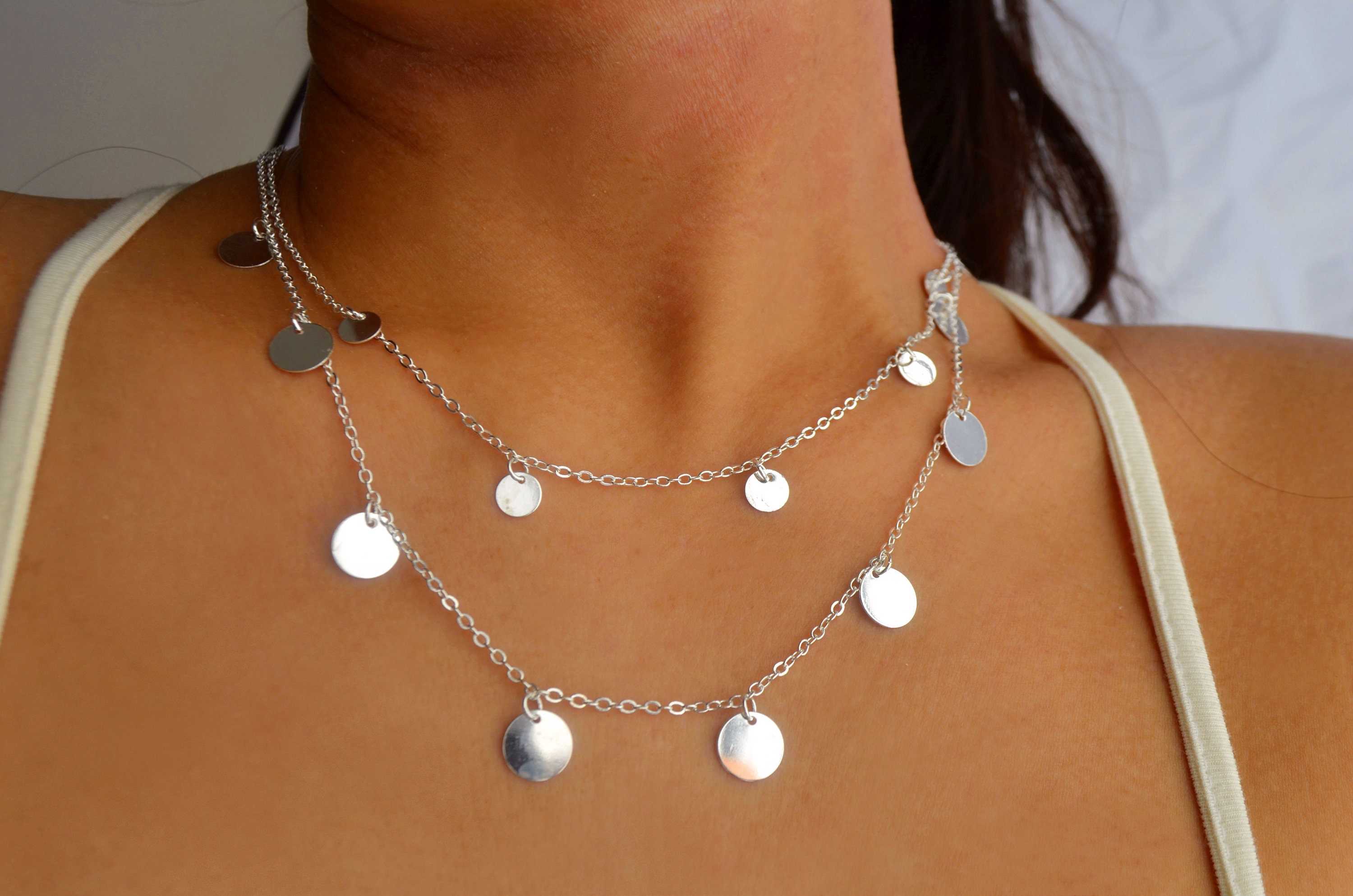 Silver Coins Necklace Set / Silver Coin Necklace / Coin Necklace Silver ...