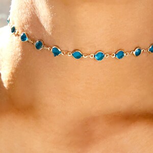 Elegant Blue Rhinestone Choker / Blue Cz Crystal Choker / Blue Cz ...