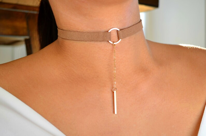 Beige suede choker / brown suede choker / brown velvet choker | Etsy