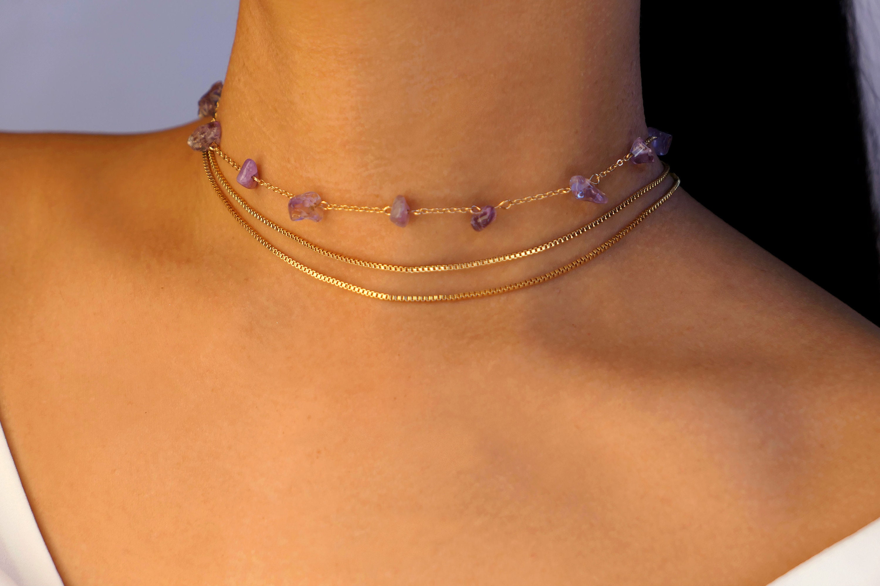 2 COLORS: Amethyst Crystal Choker / Amethyst Stone Choker | Etsy