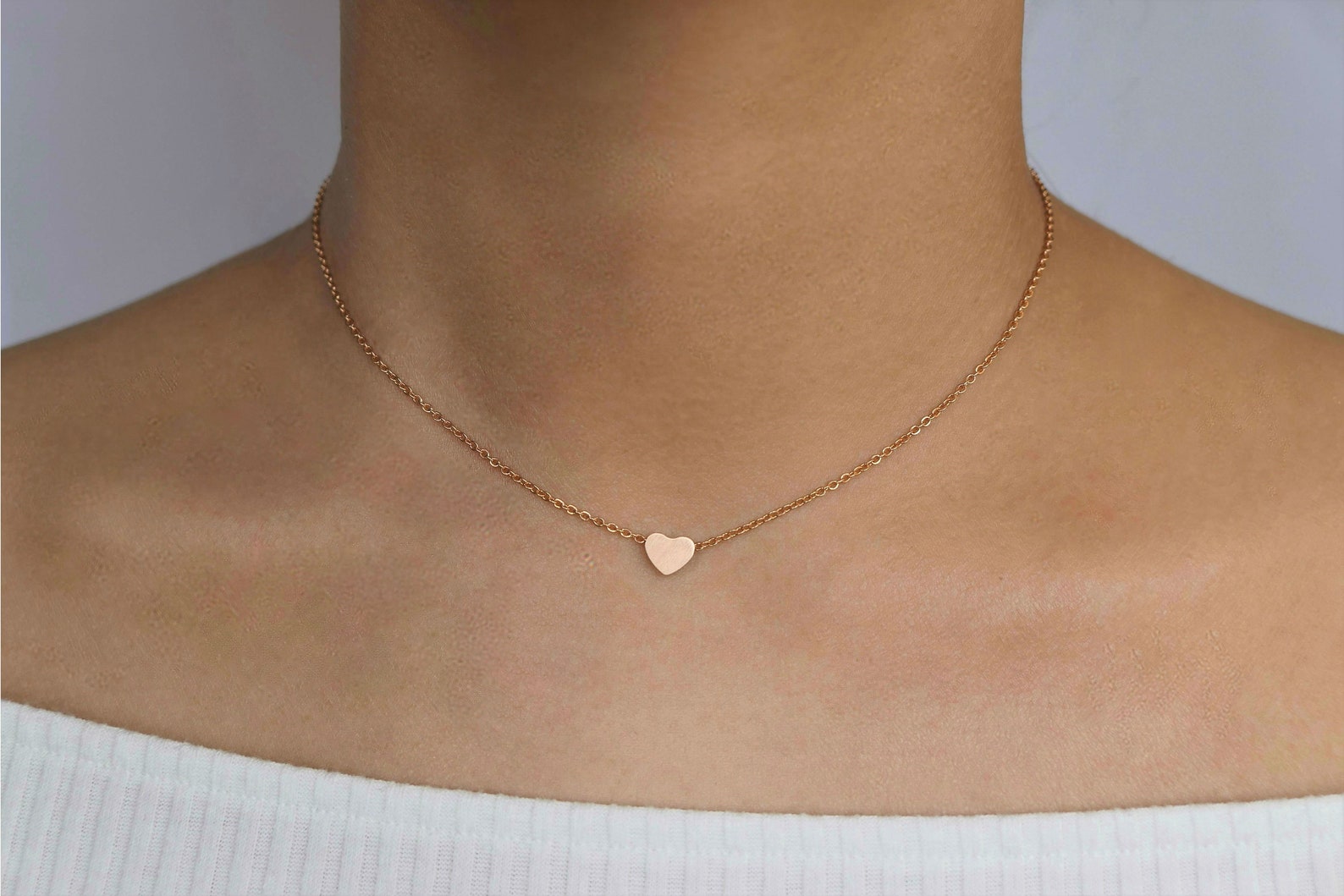 Rose Gold Stainless Steel Heart Necklace / Rose Gold Necklace | Etsy