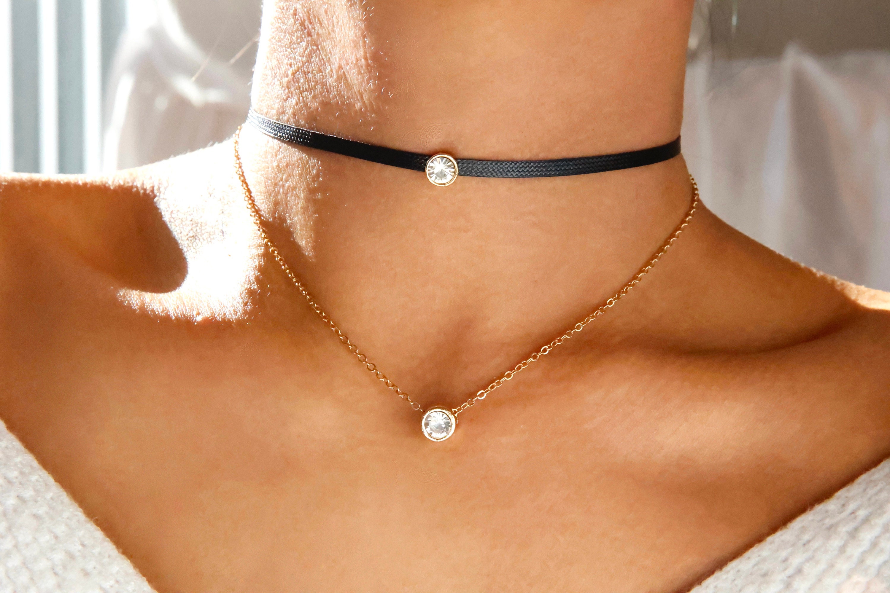 Black diamond choker necklace store