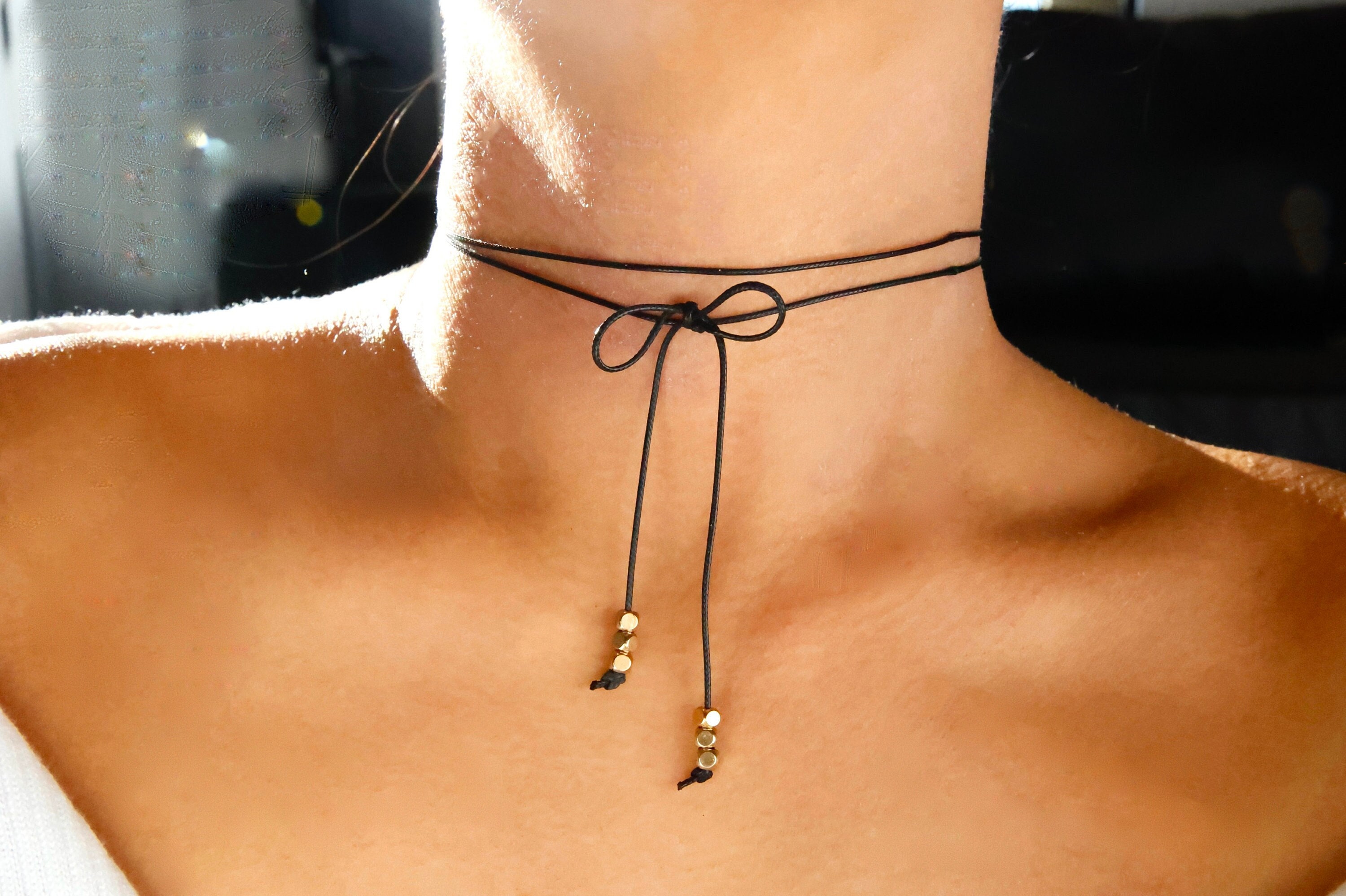 Skinny bow choker store
