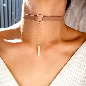 Beige Suede Choker / Brown Suede Choker / Brown Velvet Choker ...