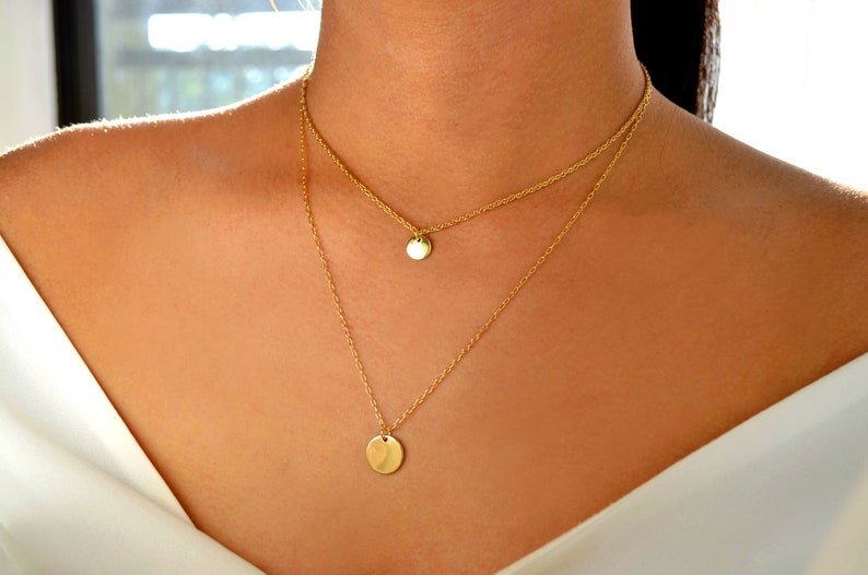 Silver or gold coin necklace set / gold stacking necklace / | Etsy