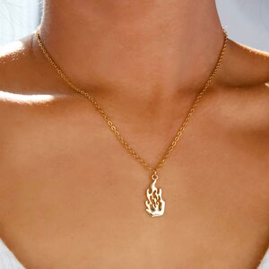 Silver or Gold Flame Pendant Necklace, Twin Flame Pair Gift, Dainty ...