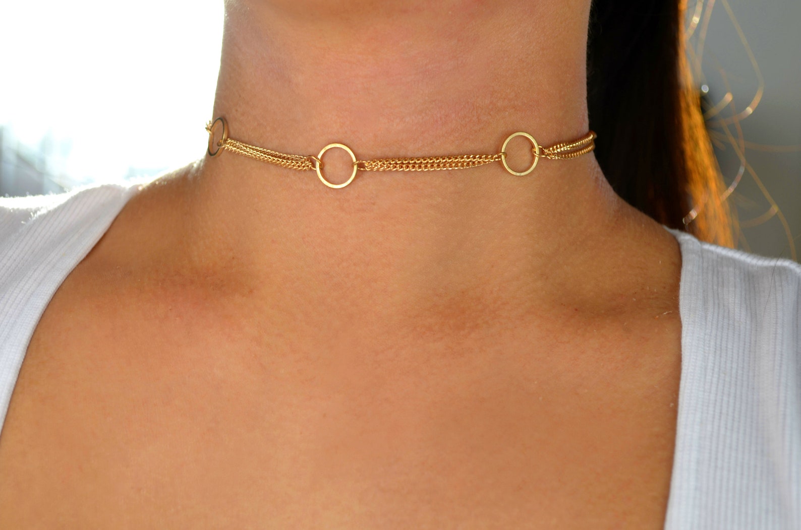 Gold Ring Choker / Dainty Gold Choker Necklace / Gold Circle - Etsy