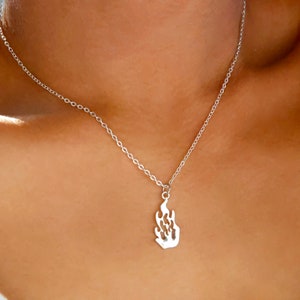 Silver or Gold Flame Pendant Necklace, Twin Flame Pair Gift, Dainty ...