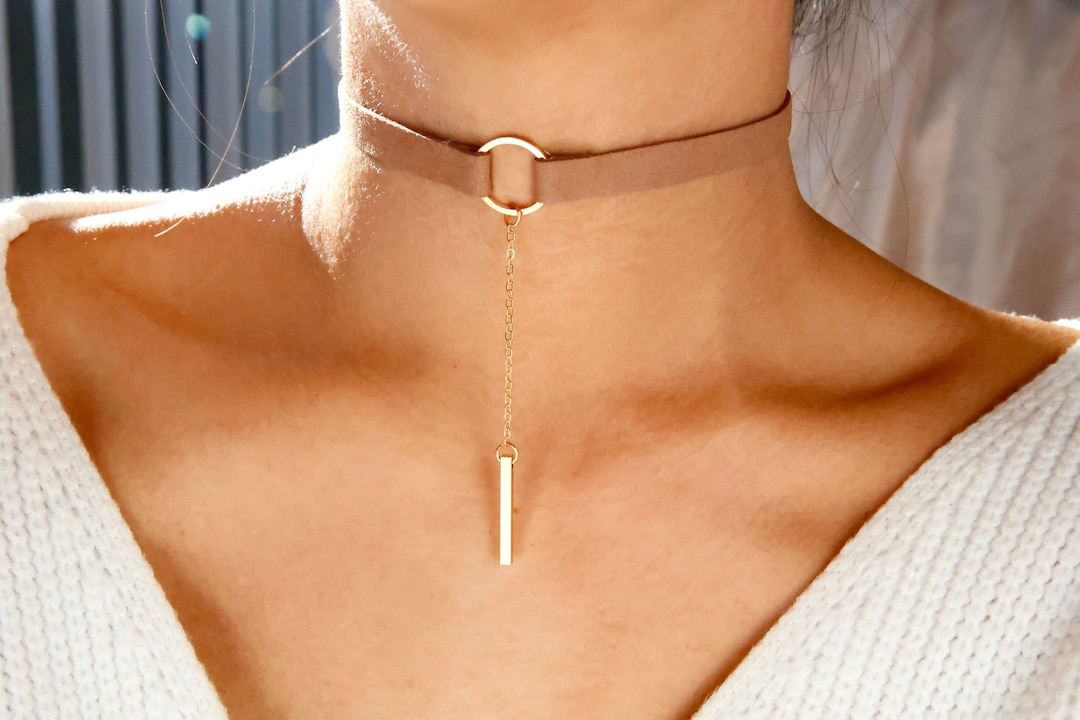 Beige Suede Choker / Brown Suede Choker / Brown Velvet Choker ...