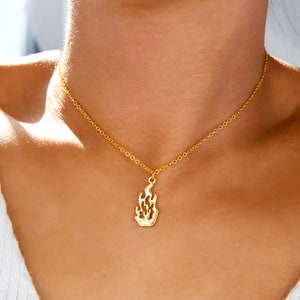 Silver or Gold Flame Pendant Necklace, Twin Flame Pair Gift, Dainty ...