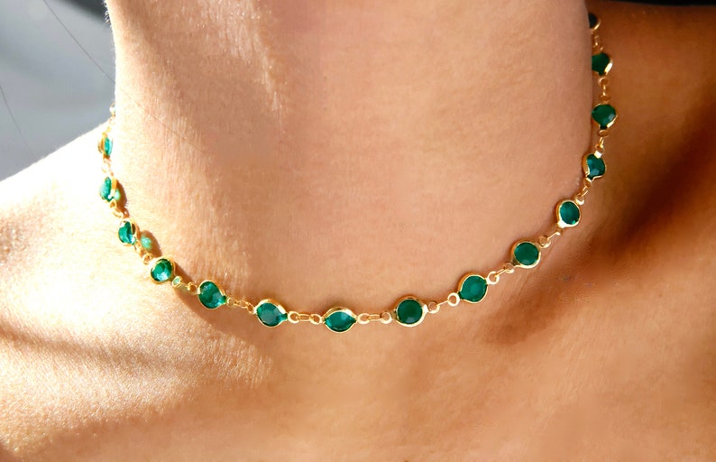 Royal Green Rhinestone Choker / Deep Green Stone Choker / - Etsy