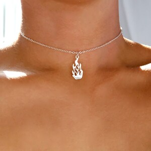 Silver or Gold Flame Pendant Necklace, Twin Flame Pair Gift, Dainty ...