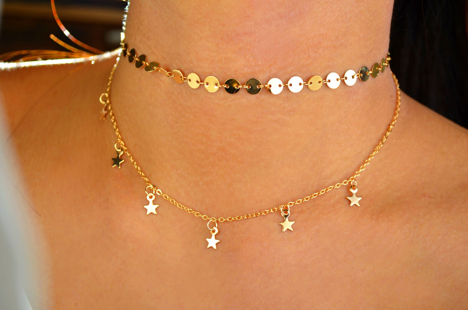 Gold Star Coin Set / Gold Star Choker / Gold Coin Choker / | Etsy