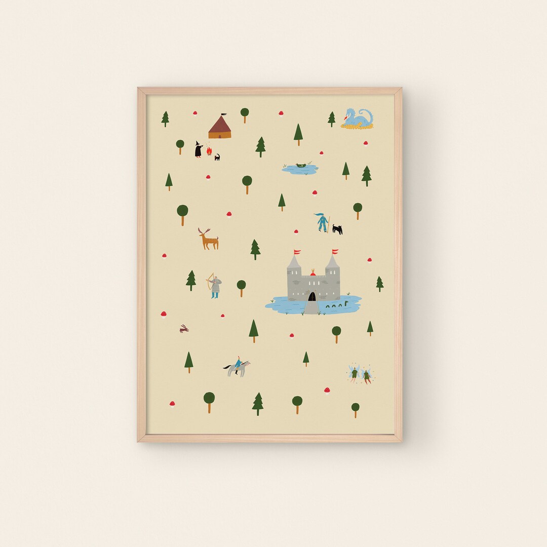 Medieval Enchanted Forest Art Nursery Wall Art Fantasy Woodland ...