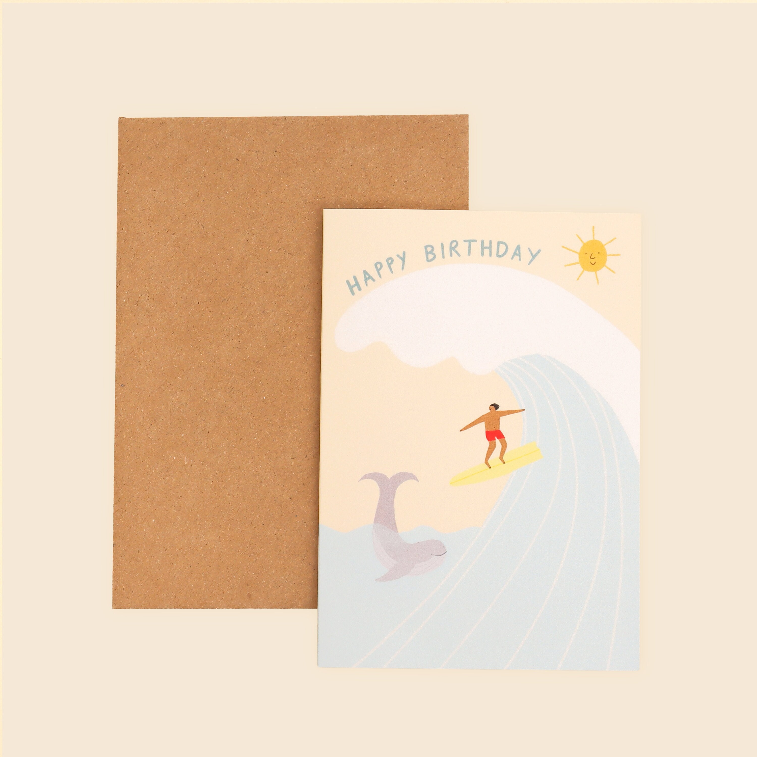 Surfer Birthday Card, Happy Birthday Surfing Design, Wave + Surfboard ...