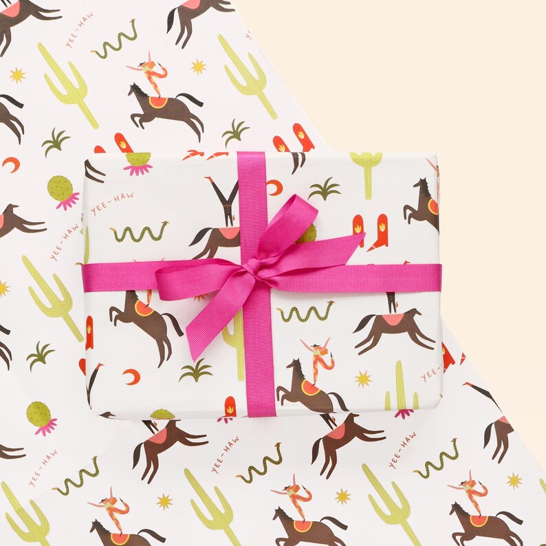 Cactus Cowboys Wrapping Paper Sheet | Western Gift Wrap | Gift Wrapping ...