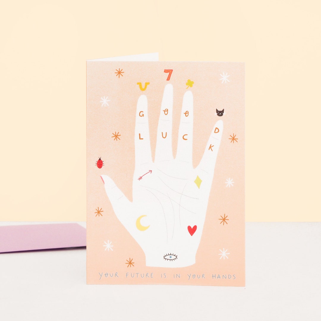 Good Luck Card, Palmistry Palm Reader, Lucky Charms Witchy Design, Your ...
