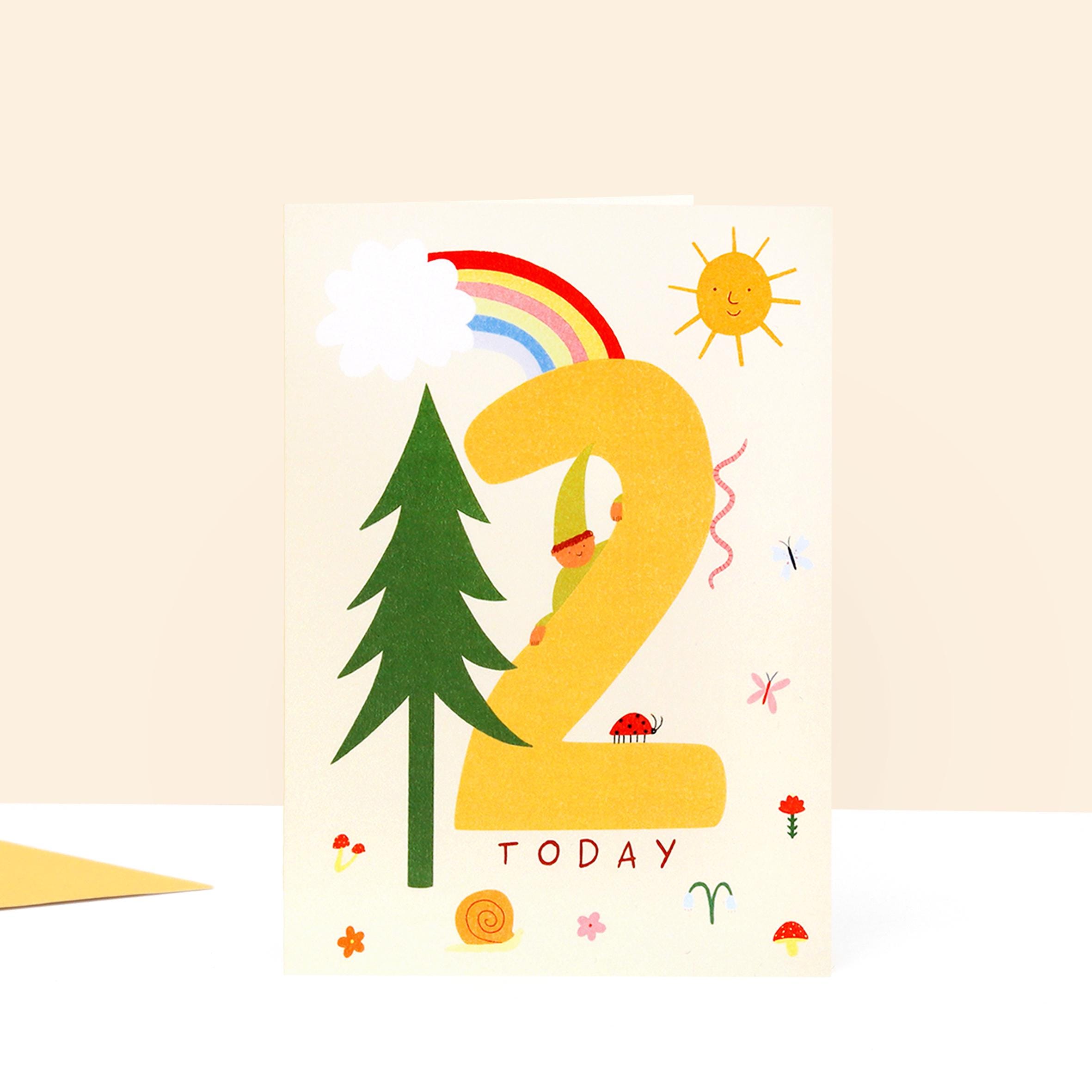 Woodland Age 2 Birthday Card, Cute Nature Illustration for Toddlers ...