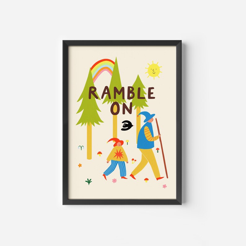 Ramble on Art Print | Typography | Nature | Outdoors | Children's Art ...