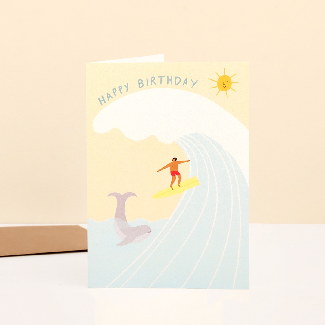 Surfer Birthday Card | Happy Birthday | Male Birthday Card | Beach ...