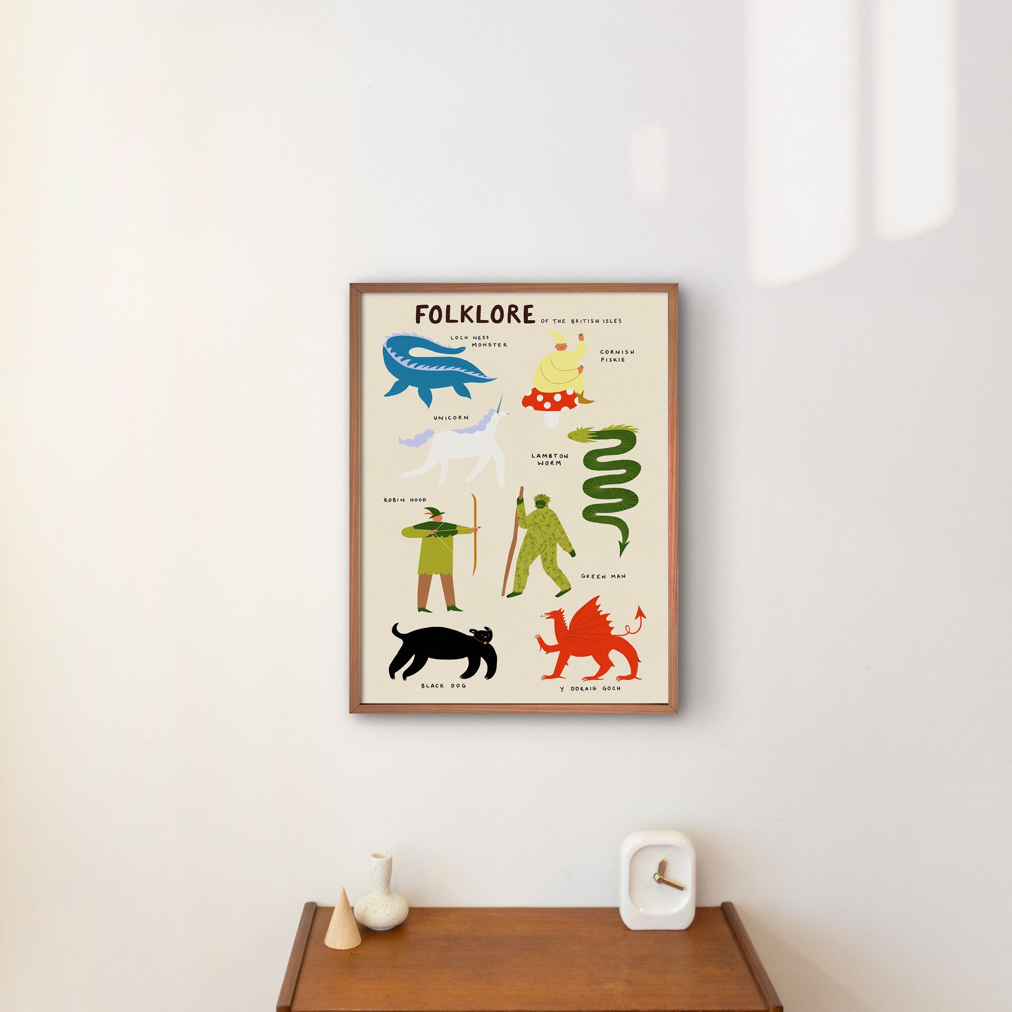 British Folklore Creatures Art Print, Mythology & Legends Poster ...