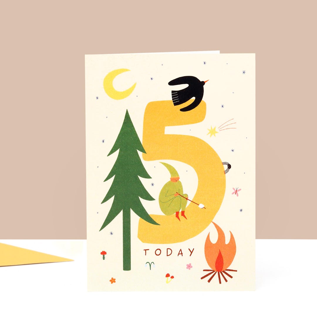 Age 5 Birthday Card | Number Card | Kids Birthday Card | Five Birthday ...