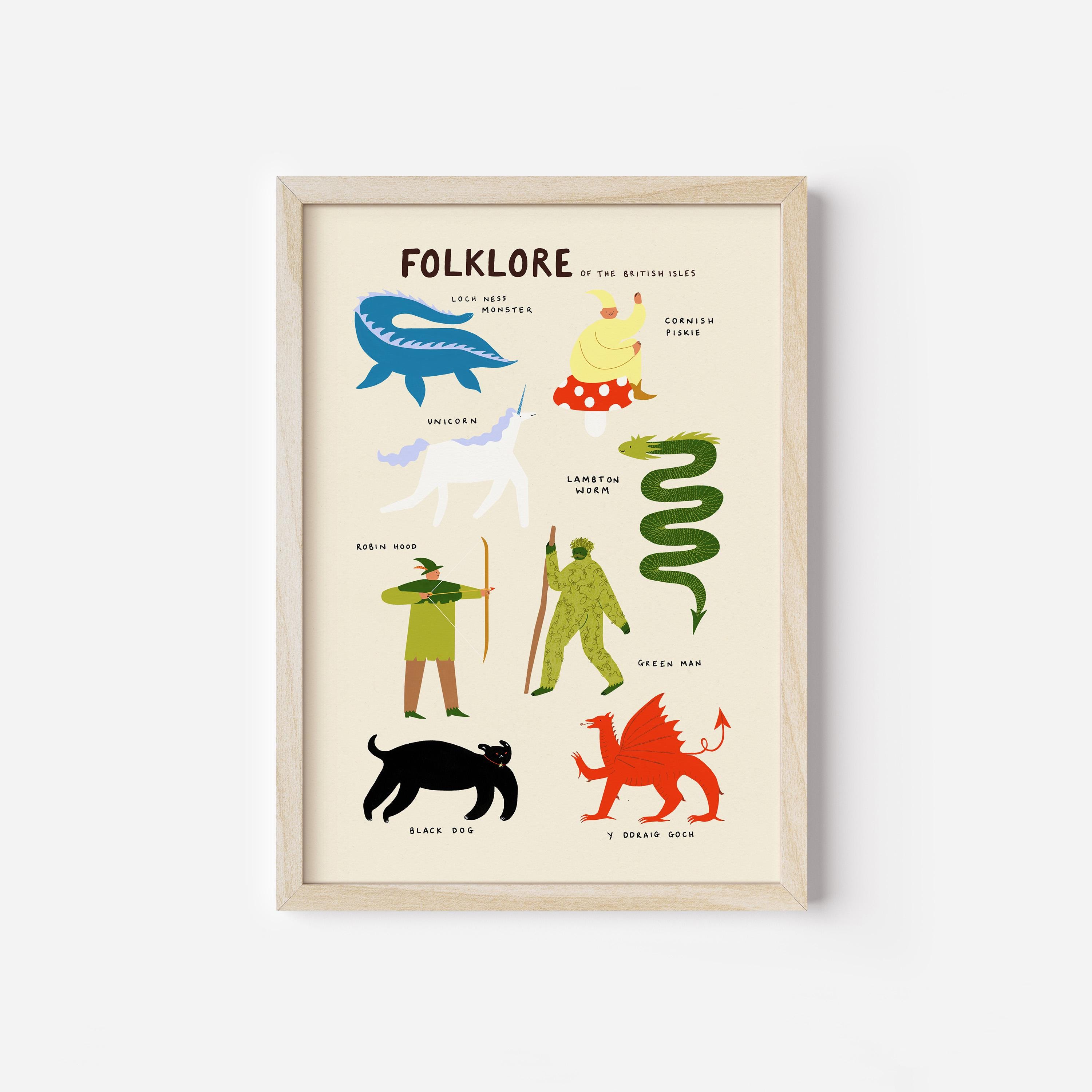 British Isles Folklore Creatures Art Print | Myths | Legends | Welsh ...
