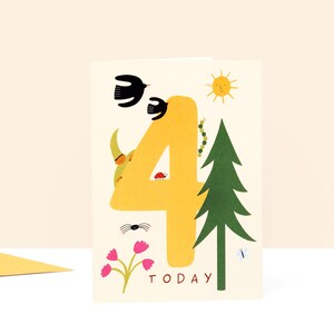 Age 4 Birthday Card | Number Card | Kids Birthday Card | Four Birthday ...