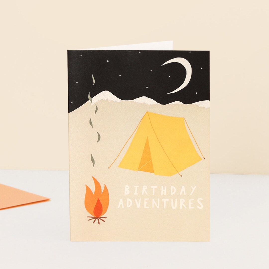 Adventures Birthday Card Camping Card Cosy Card Campfire - Etsy
