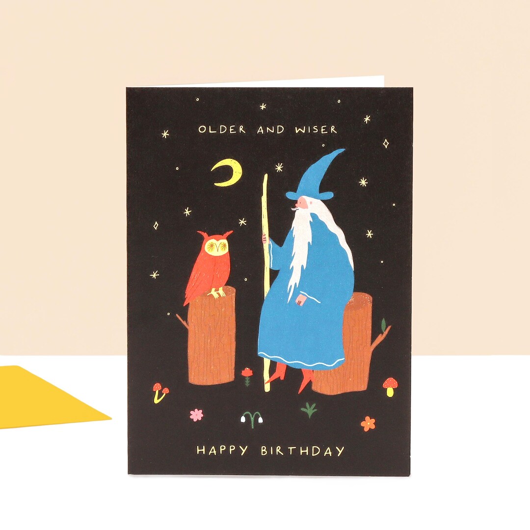 Older and Wiser Birthday Card | Wizard Card | Men's Birthday Card ...