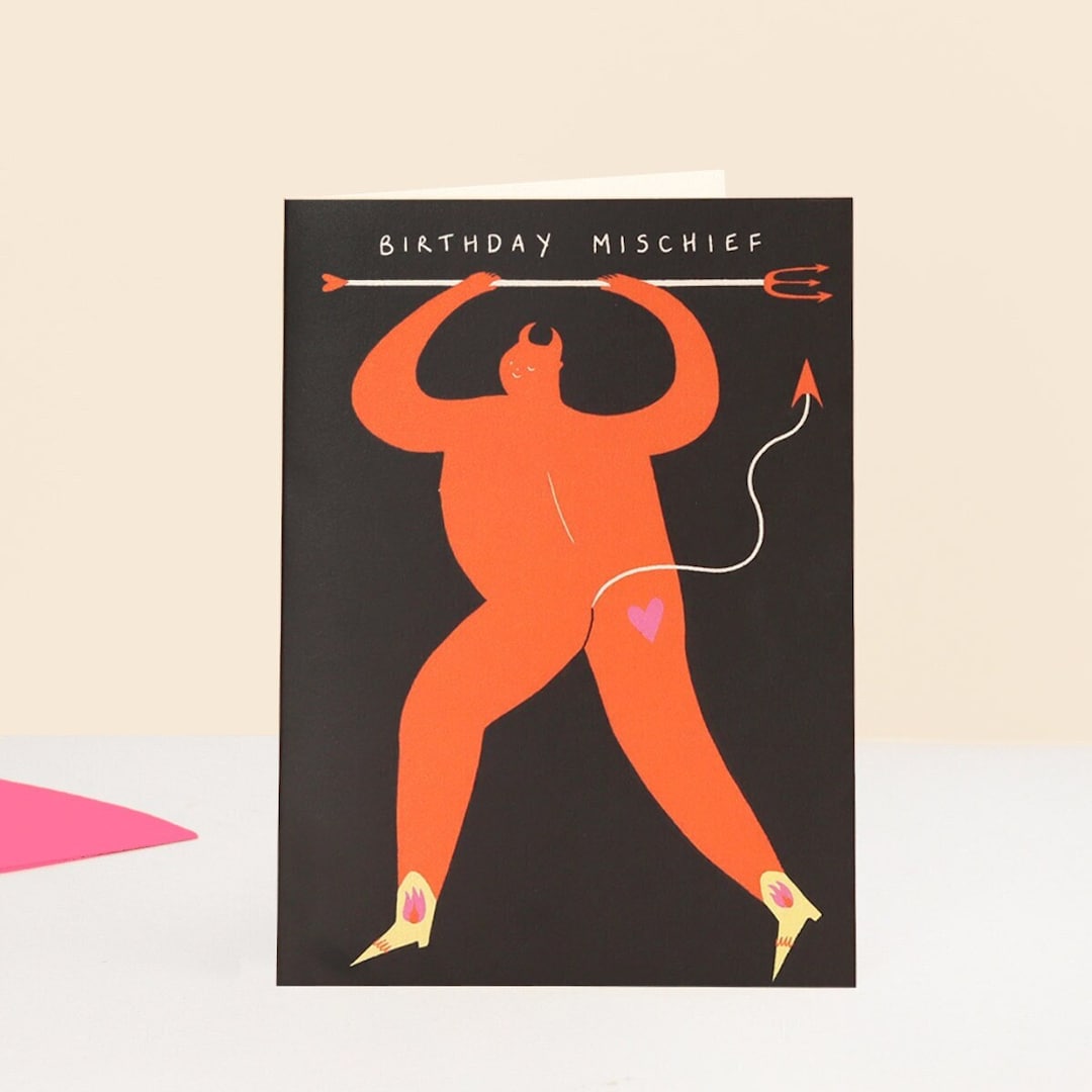 Mischief Birthday Card Cheeky Card Naughty Birthday Funny Devil ...
