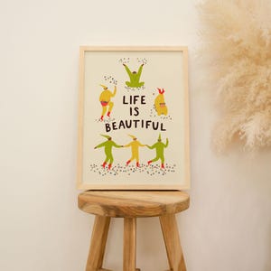 Life is Beautiful Art Print | | Floral Art | Typography | Folky Print ...