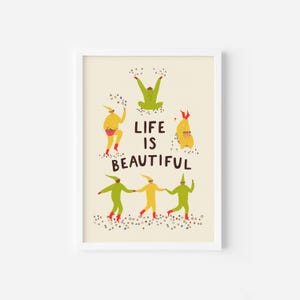 Life is Beautiful Art Print | | Floral Art | Typography | Folky Print ...
