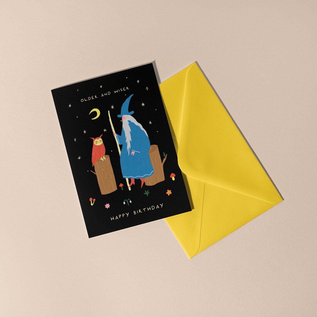 Older and Wiser Birthday Card | Wizard Card | Men's Birthday Card ...